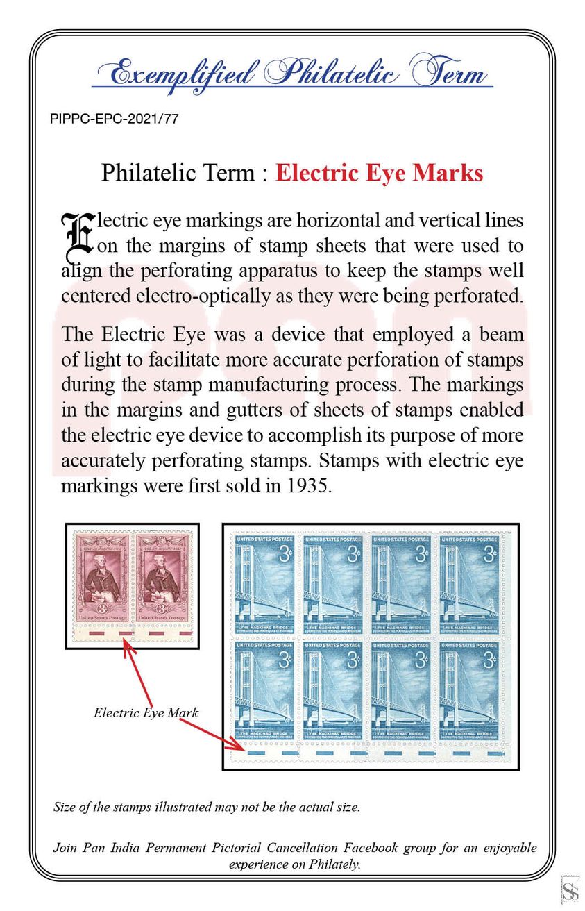 77.Today's Exemplified Philatelic Term - Electric Eye Marks – Bharat ...