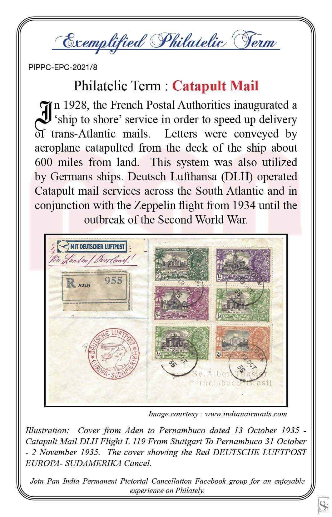 08. Today's Exemplified Philatelic term- Catapult Mail – Bharat Exotics